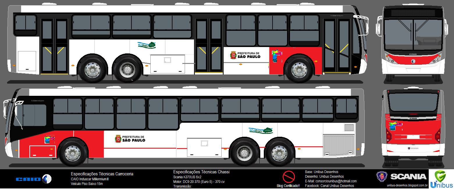 Desenhos SP Bus: caio millennium III preto e vermelho