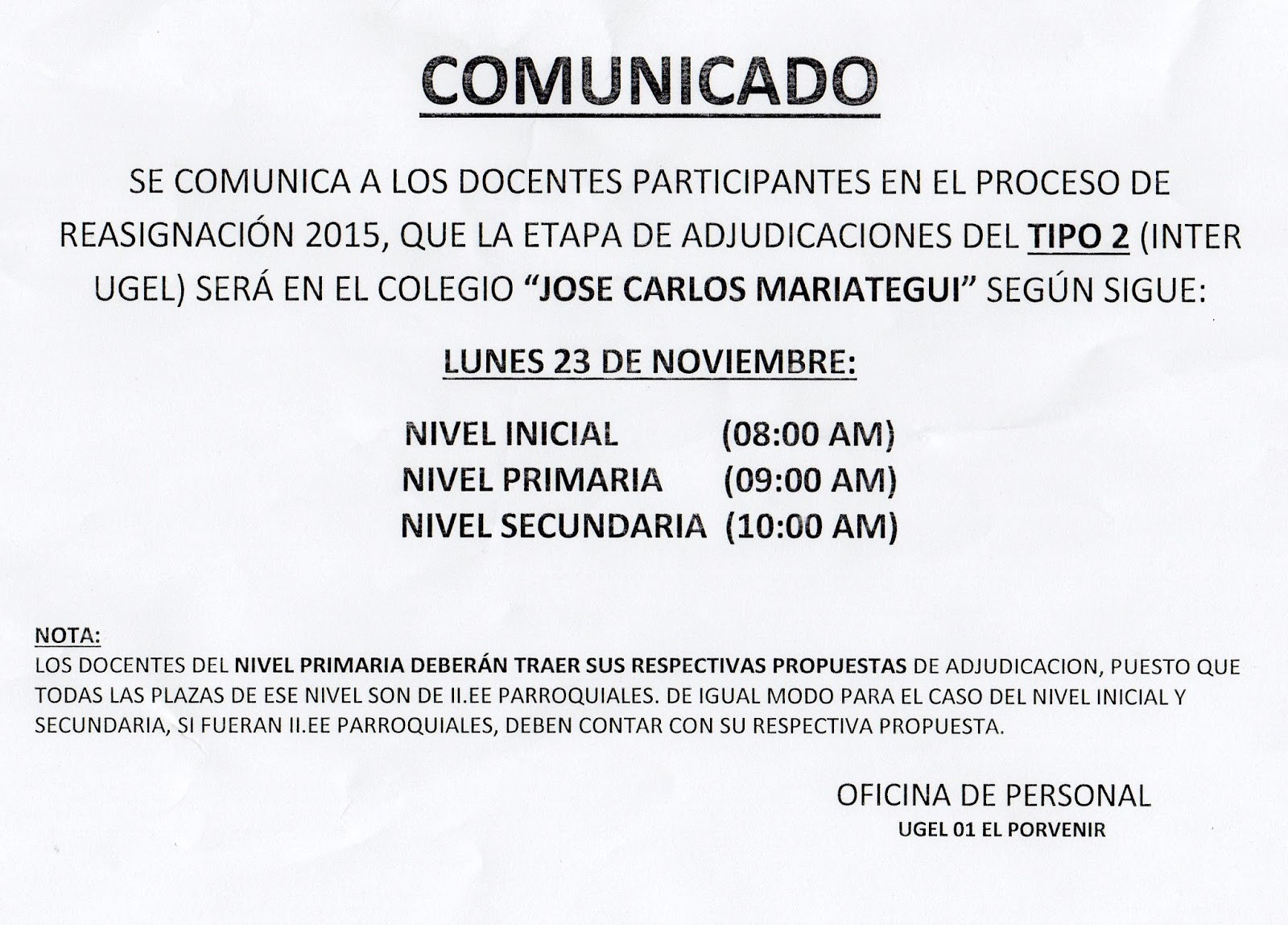 Modelo De Comunicado