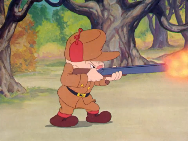 Elmer Fudd Shooting Bugs Bunny