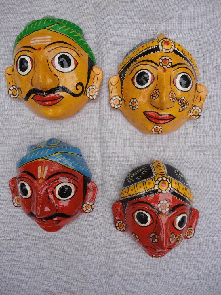 Cheriyal Scroll Paintings by Vaikuntam nakash: cherial sawdust masks