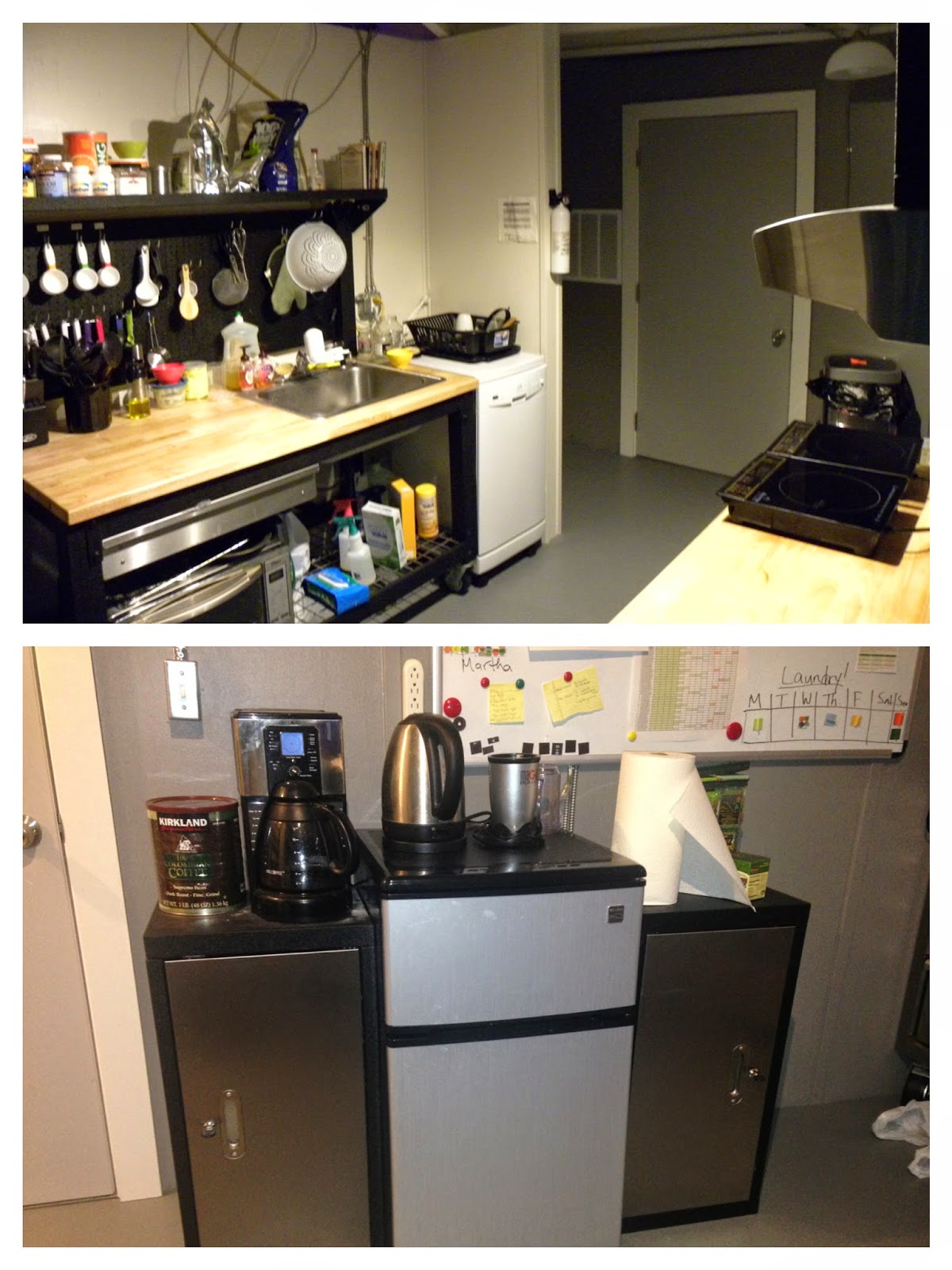 The HI-SEAS kitchen is well-equipped with a mini-fridge / freezer combo ...