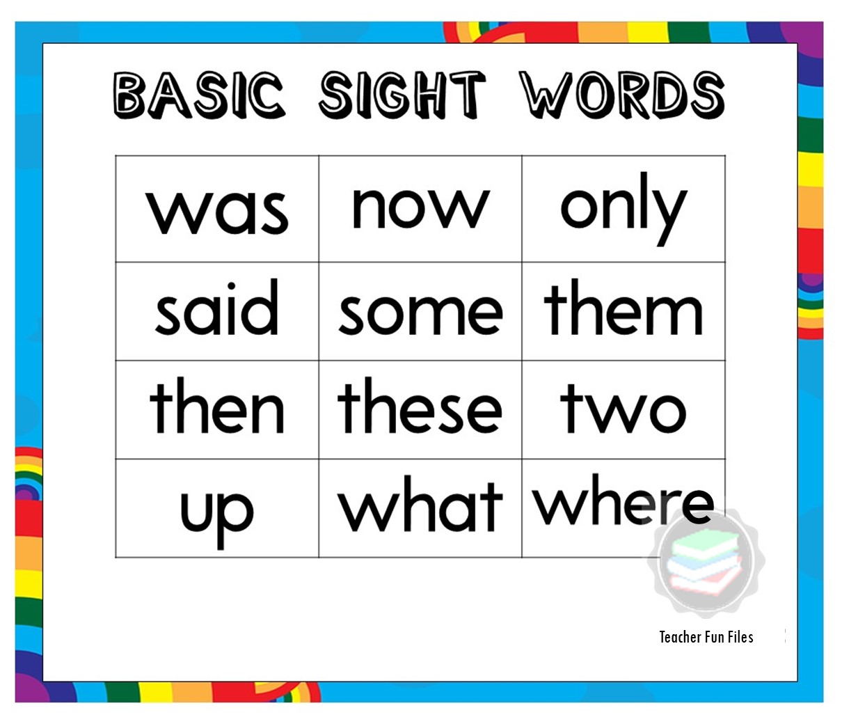 Teacher Fun Files: Basic Sight Words Charts