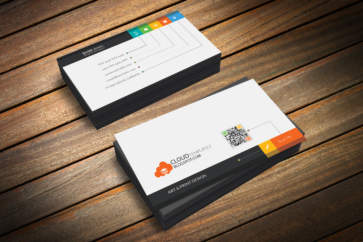 Vibrant Multi-color Business Card Template - Cloud Templatez - All Free ...