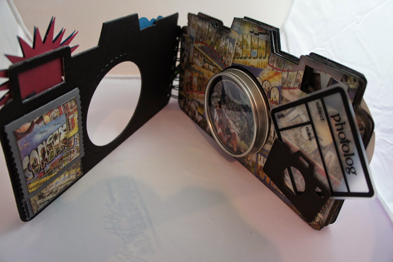 Accucut Camera Travel min-album scrapbook instructions