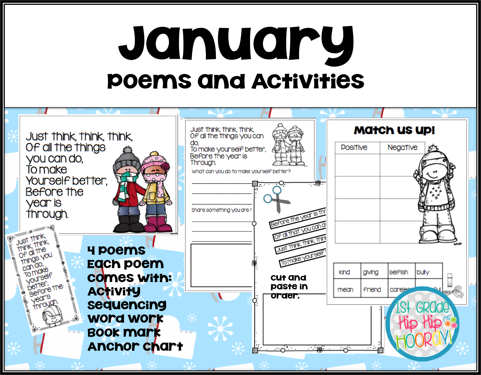 1st Grade Hip Hip Hooray!: January Poems and Activities