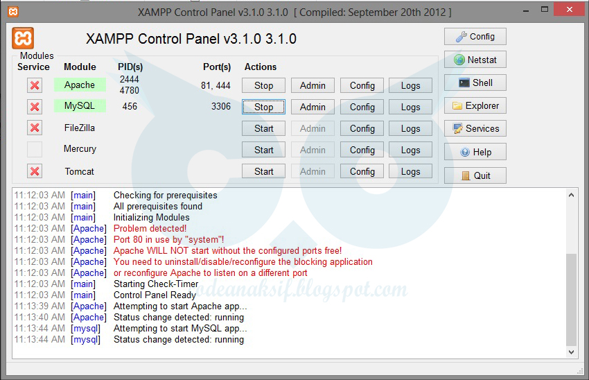 Cara Mudah Setting Port Xampp yang Error - BACA CODING