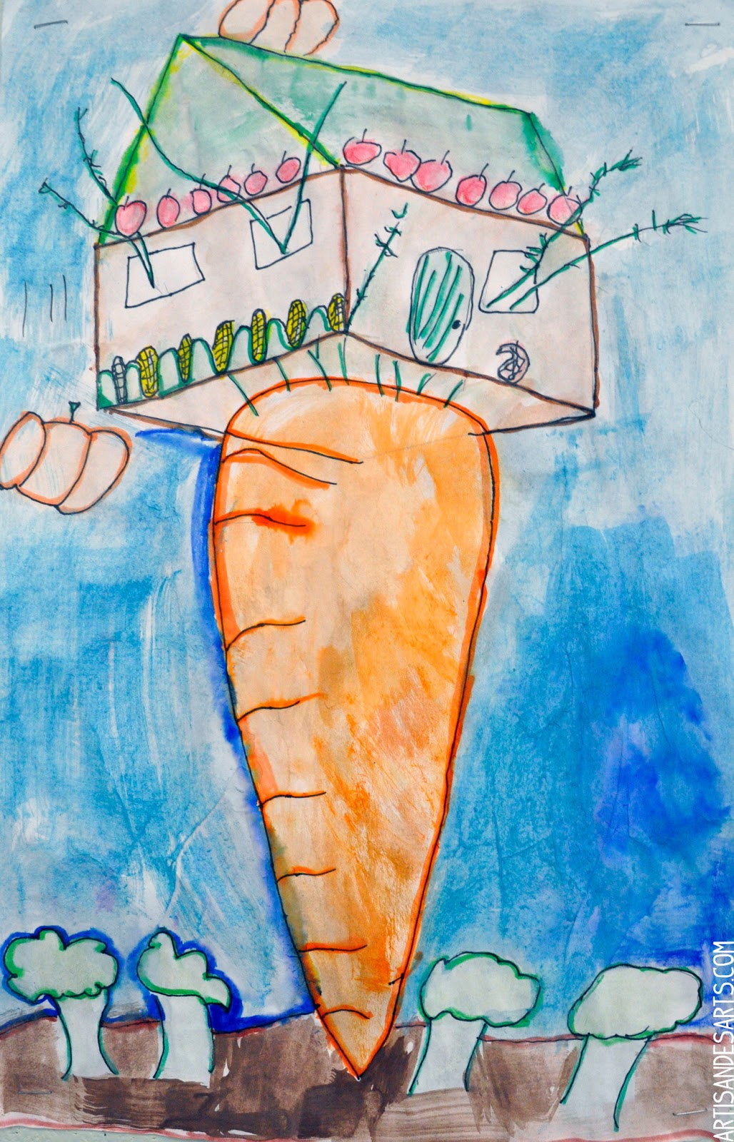 artisan des arts: 2 point perspective fantasy treehouses - grade 5/6