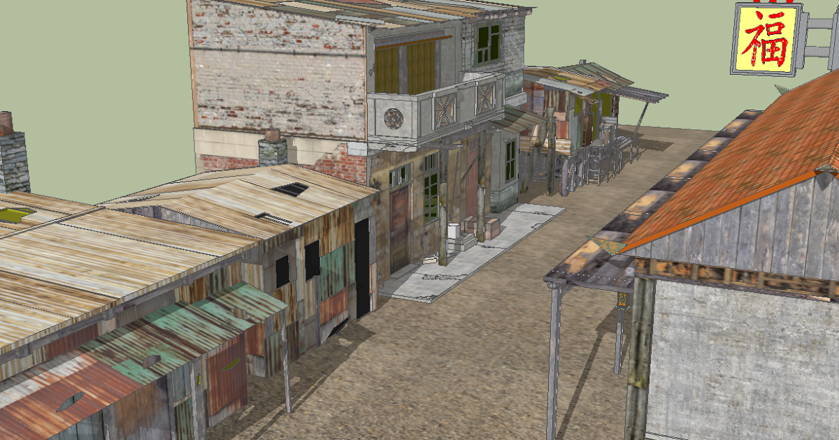 Artistic Gurus Blog: Sketchup Modeling - Shanty Town Set Design