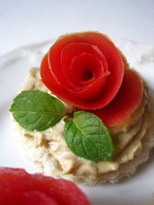 Tea With Friends: Tea Sandwich Saturday #24 - Tomato Roses & Hummus