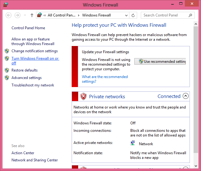 Cara Mengaktifkan dan Non-Aktifkan Windows 8 Firewall ~ Sarana ...