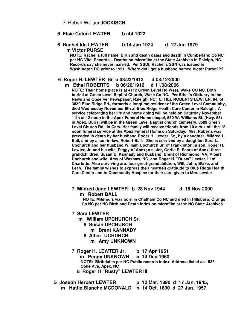Barbee Research: Lewter Family Tree