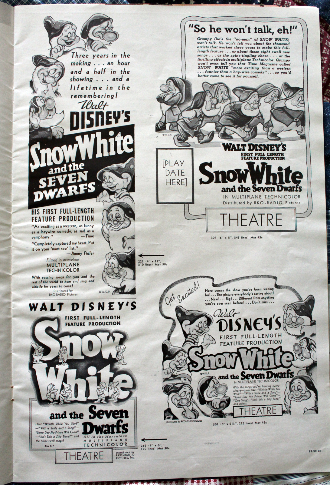Filmic Light - Snow White Archive: 1938 RKO Snow White Pressbook (part II)