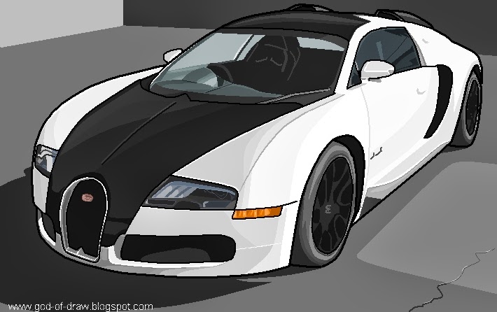 godofdraw: Black Bugatti Veyron pencil drawing-step by step