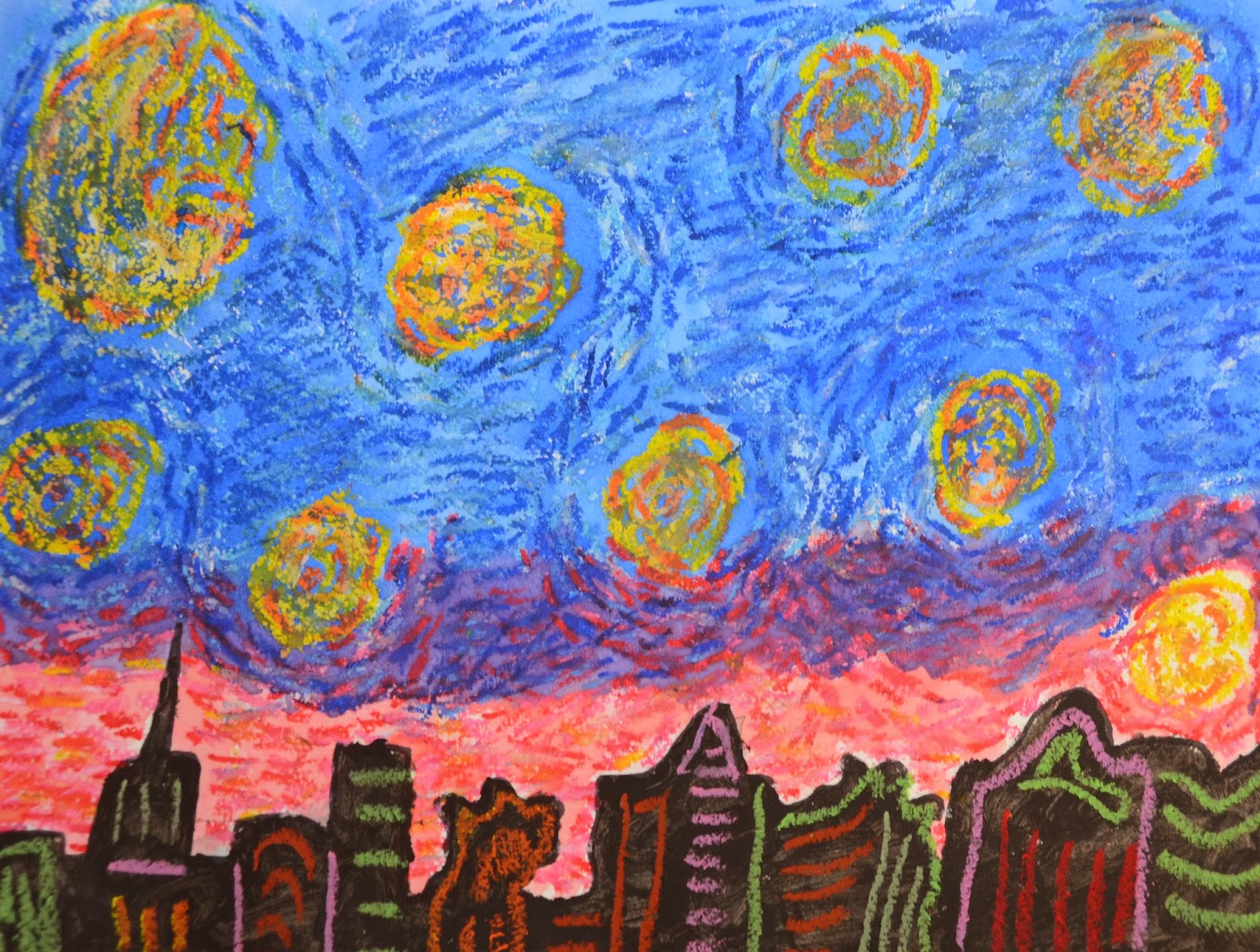 The New Hope Art Gallery: Middle School Art: Starry Nights Inspired by ...