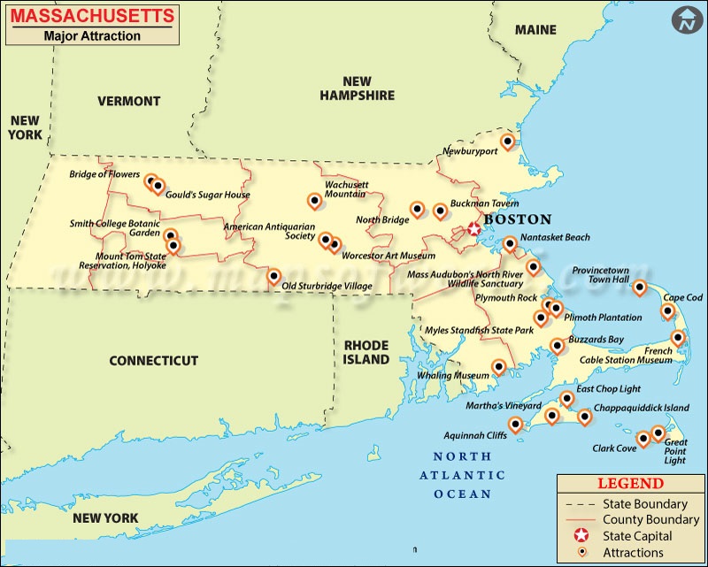 Map of Massachusetts | State map of America