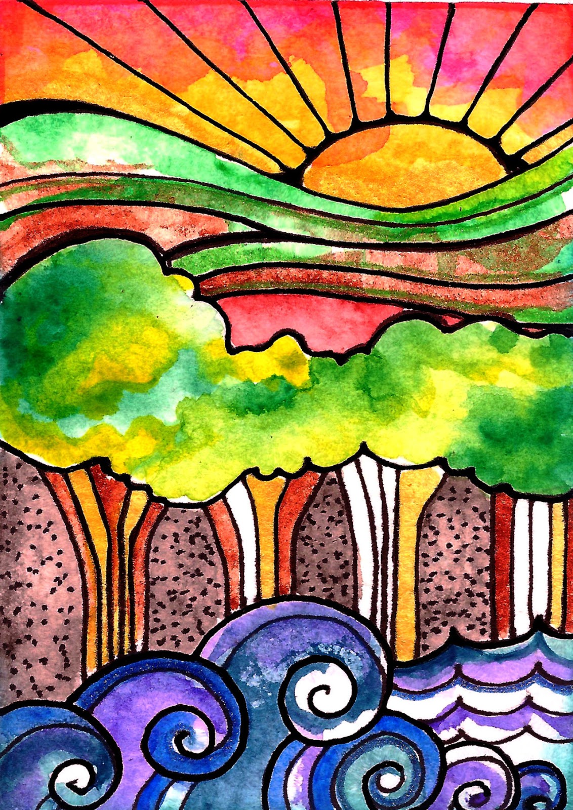 Elements of the Art Room: 4th grade Robin Mead Landscapes