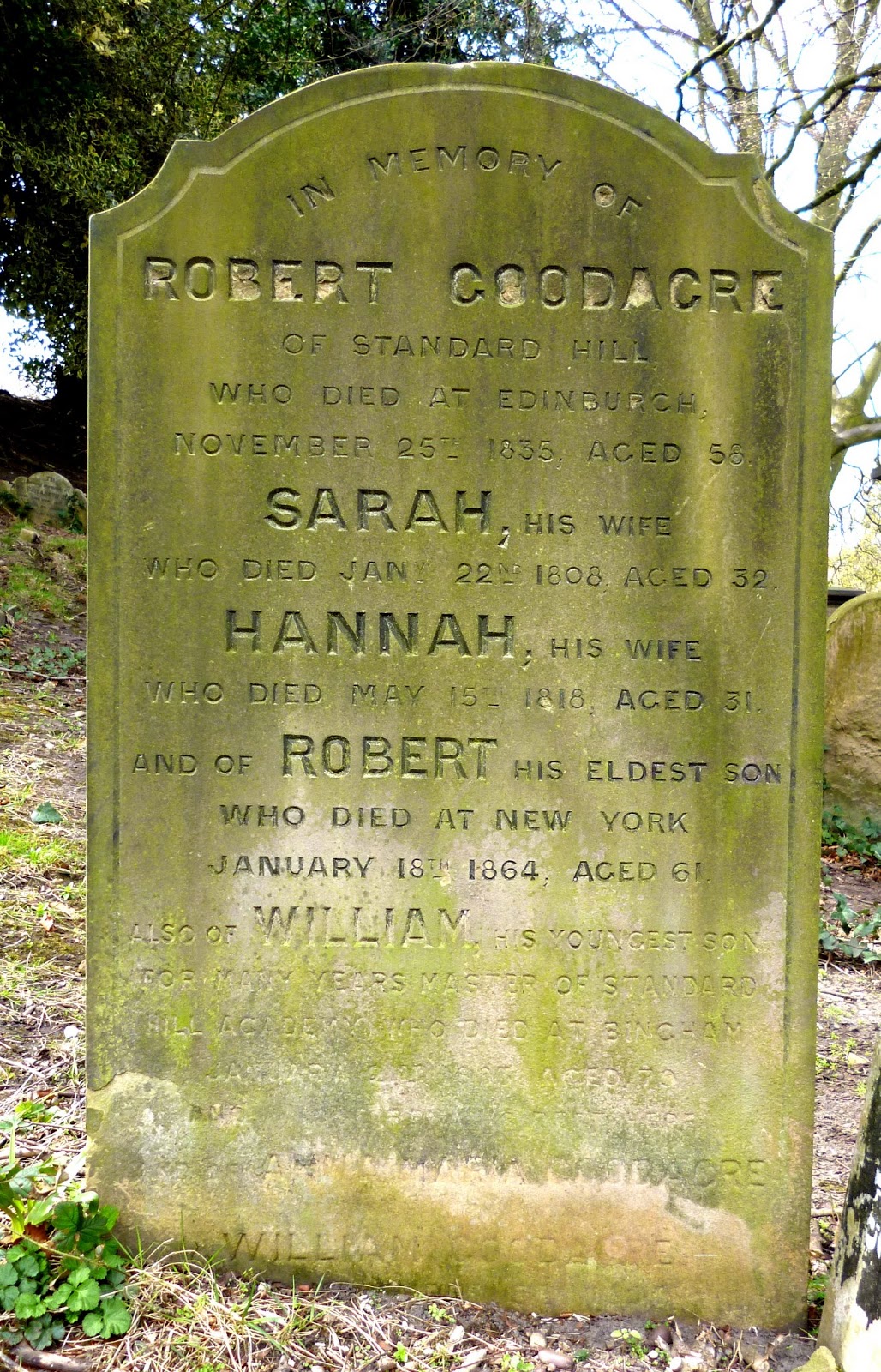 Dr Tony Shaw: The Grave of Robert Goodacre (1777–1835)