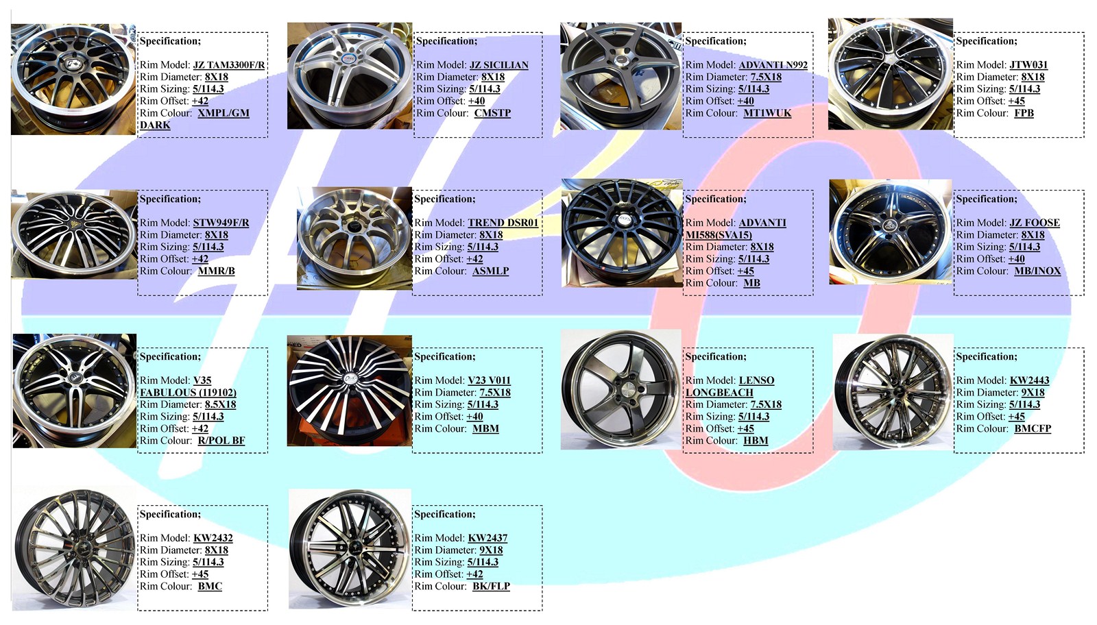 Tyre and Rims (H2O One Stop Sdn. Bhd.): 18 Inch Rims With Sizing ...