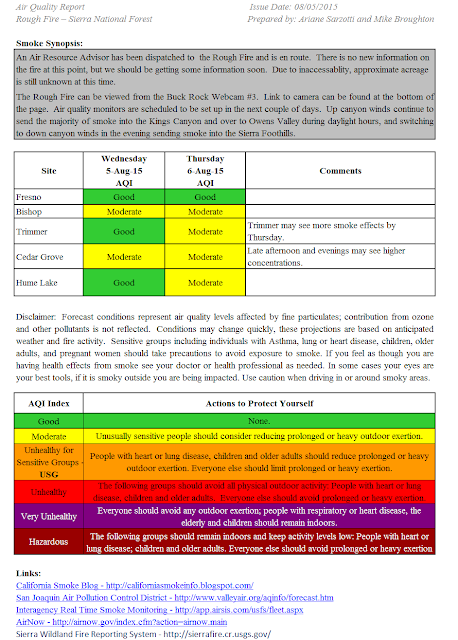 California Smoke Information: Wednesday, August 5, 2015 - Rough Fire ...