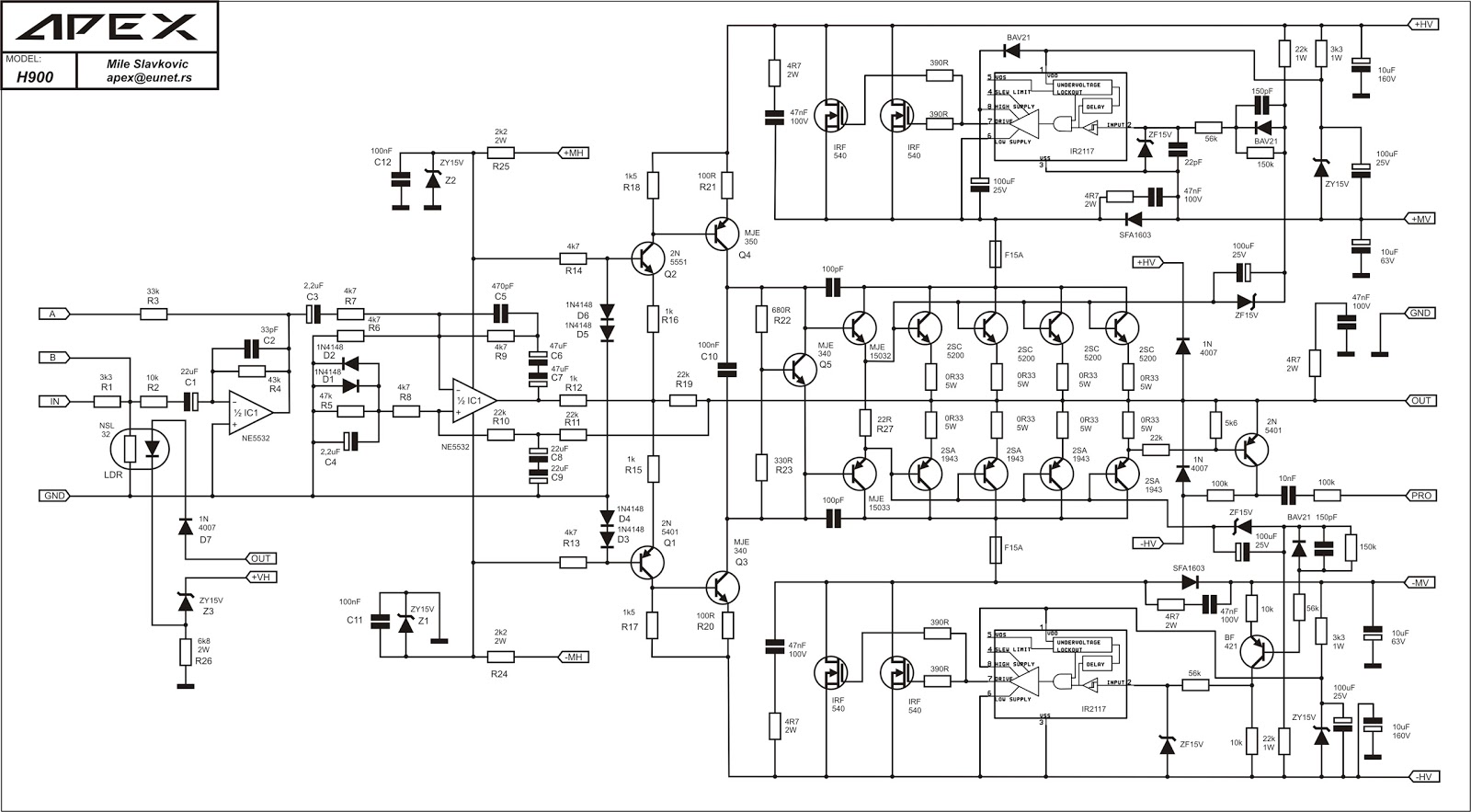 FOSTI AUDIO electronics project: APEX POWER AMP