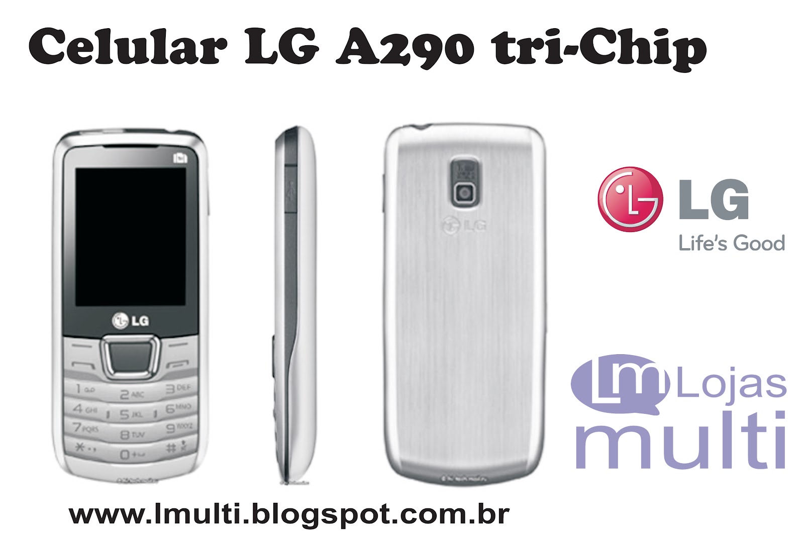 lojas multi: Celular Tri Chip LG A290 - Câmera de 1.3MP Bluetooth 2.1 ...