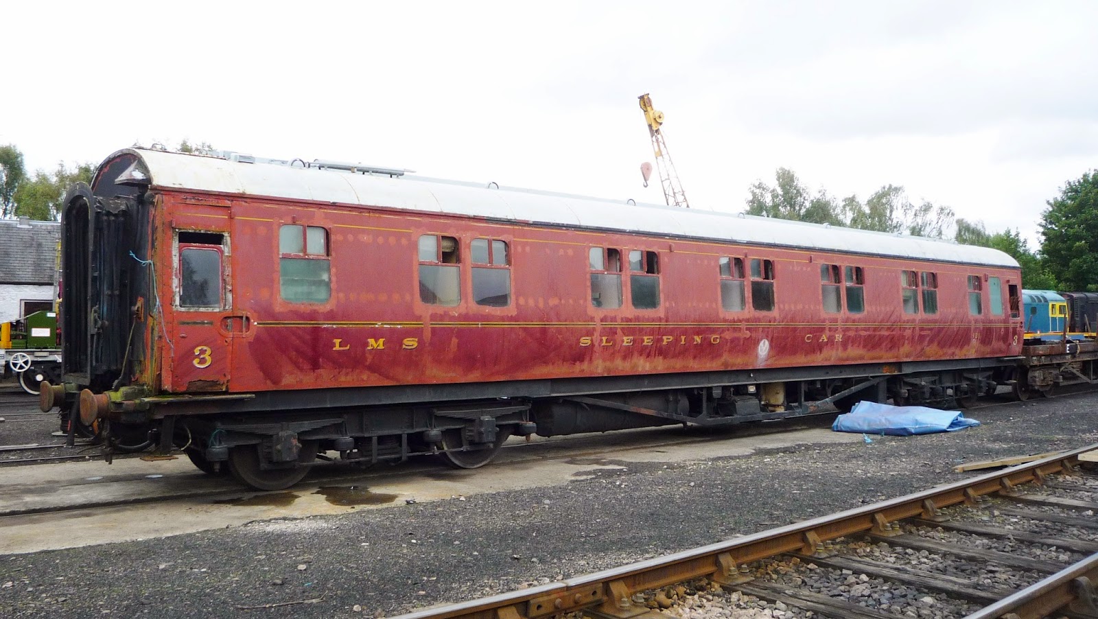 Restoring coaches at Aviemore: Two sleepers "Gift Wrapped"
