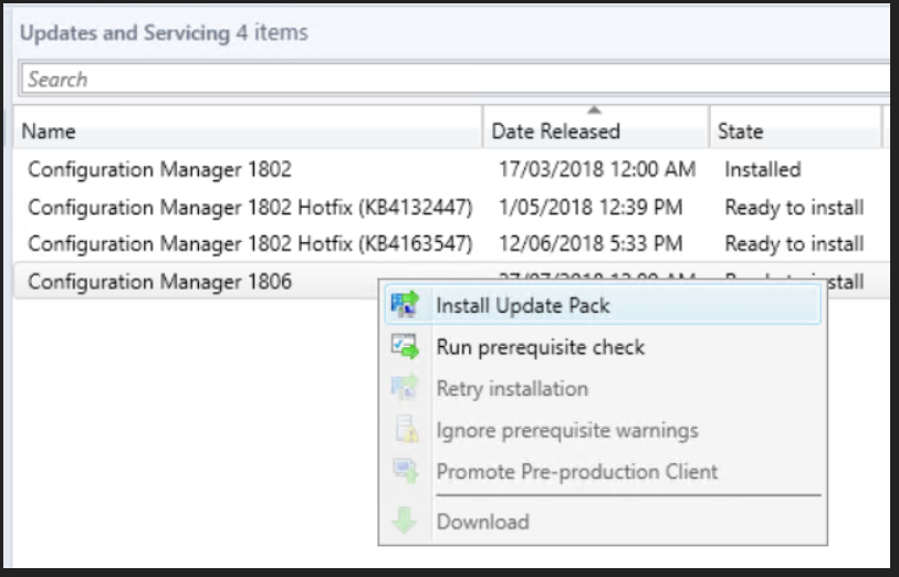 Venu Singireddys Blog Step By Step Sccm 1806 Upgrade Guide