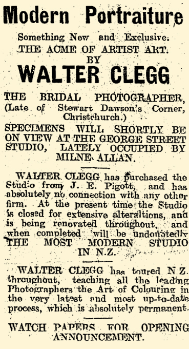 Early New Zealand Photographers: CLEGG, Walter