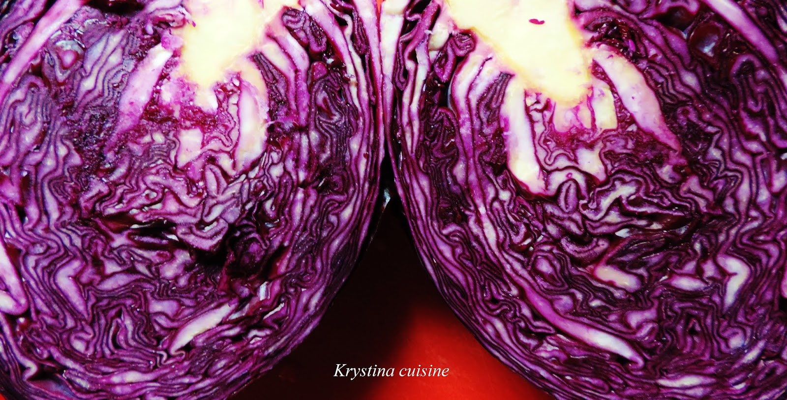 Krystina cuisine: Chou rouge cru au lard