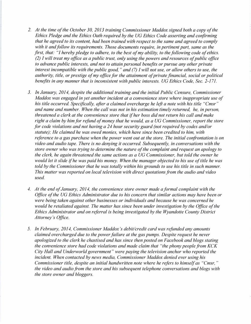 Kansas City Kansan: DOCUMENT: Second Maddox Censure Letter