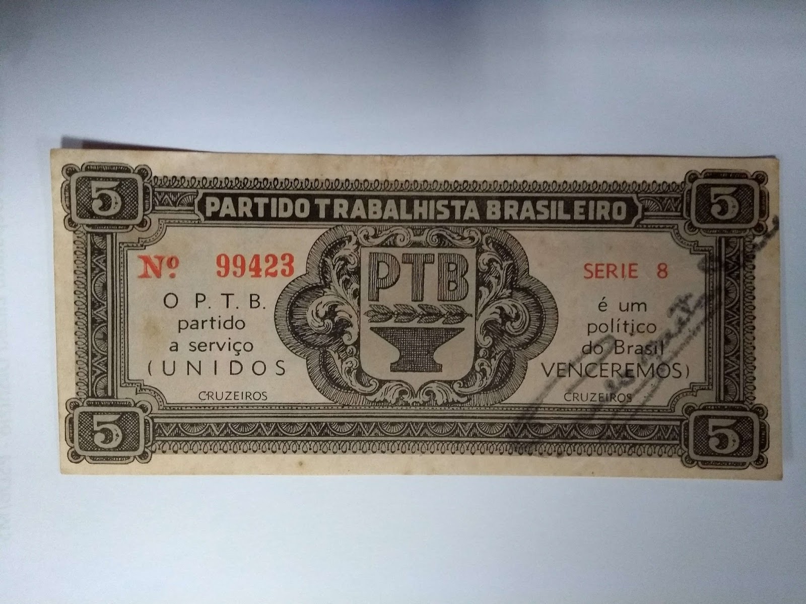 CÉDULA DE CONTRIBUIÇÃO DO PARTIDO TRABALHISTA BRASILEIRO PTB - A ...