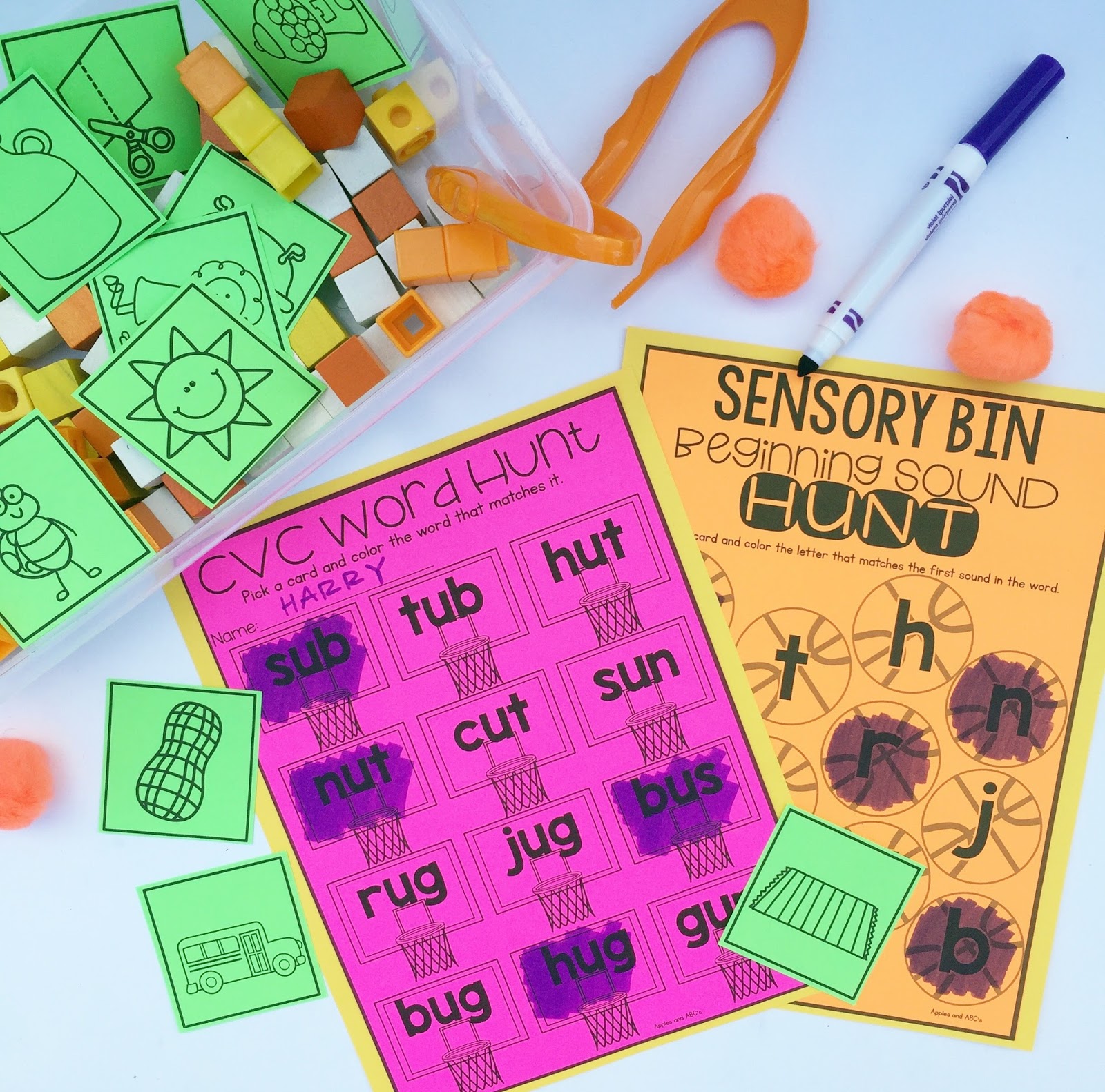 March Sensory Bins in Kindergarten - Apples & ABC's