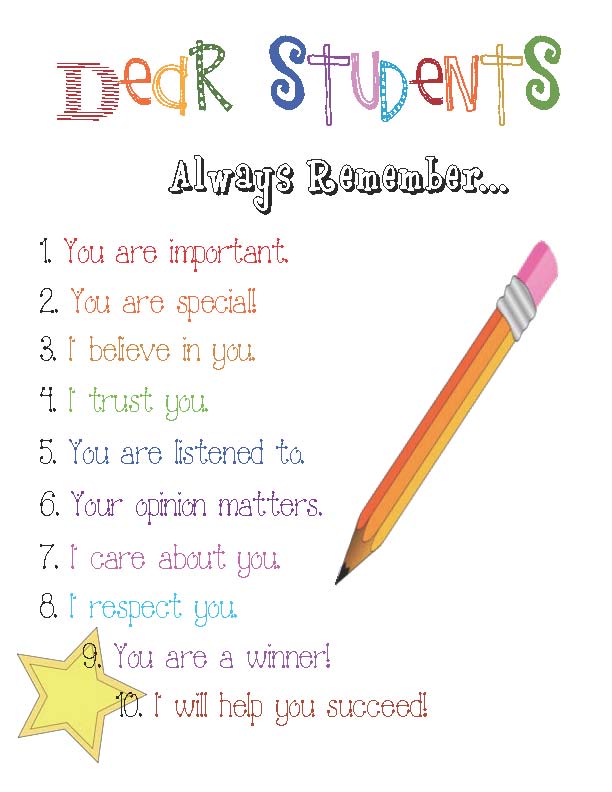 Dear Students Poster - Classroom Freebies