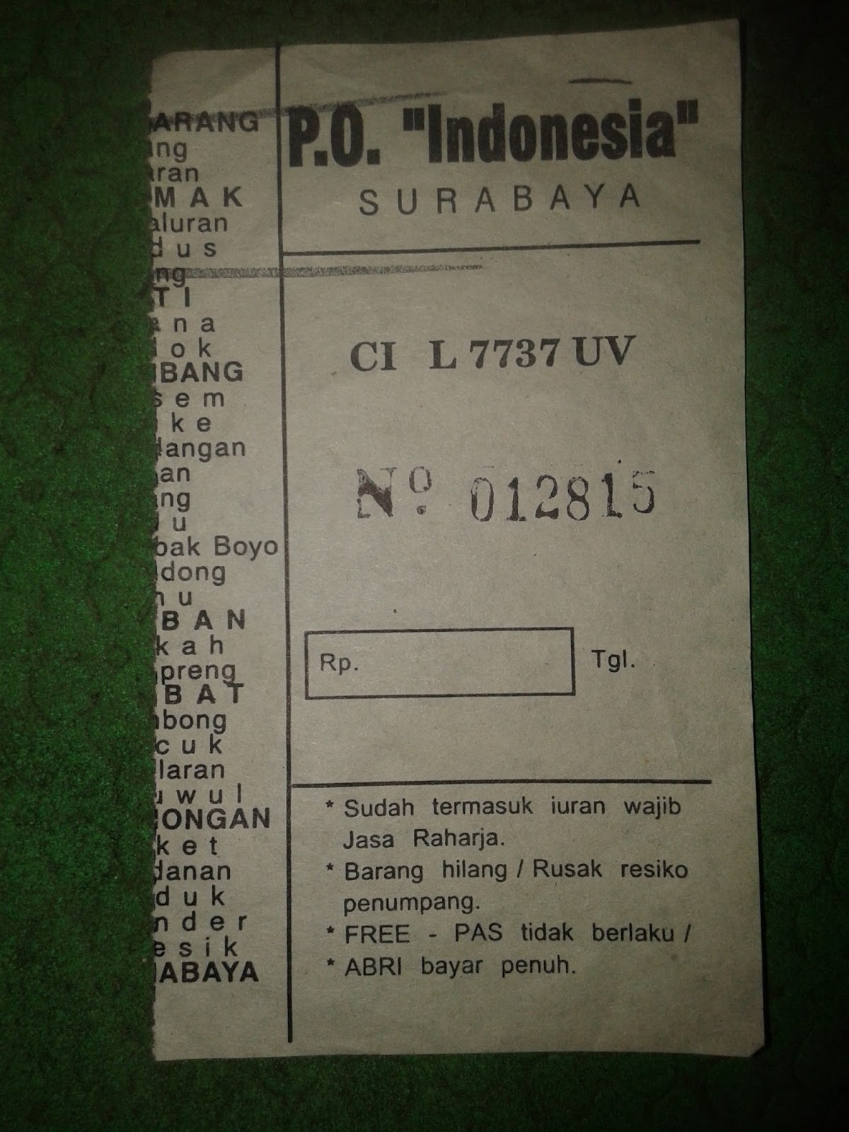 Caper Touring "One Stop Journey": Koleksi Karcis Bus