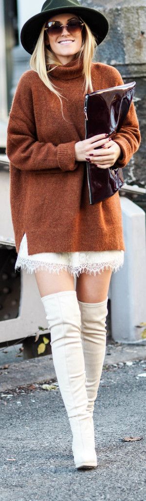 High-knee boots style Fall outfits!