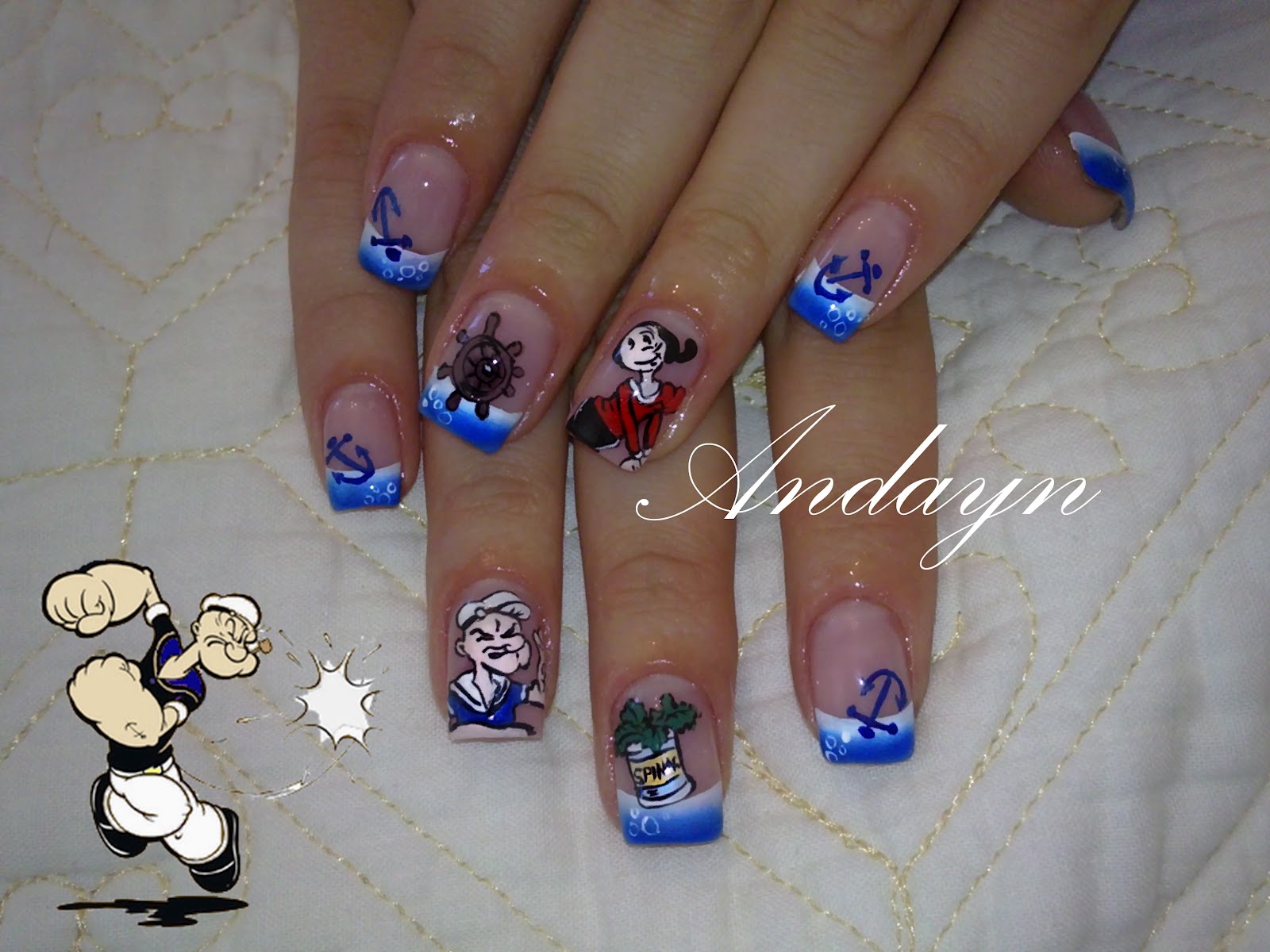 Popeye the sailor and Olivee ~ Andayn Nails