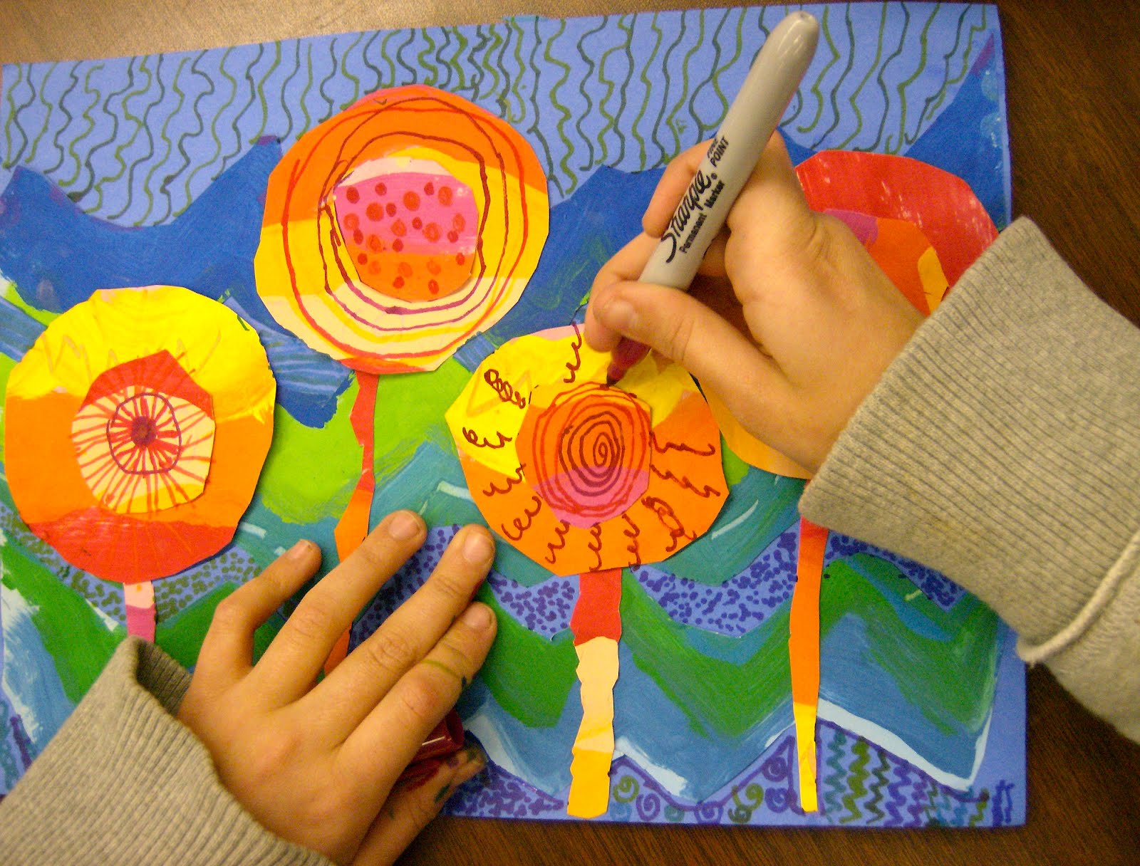 Zilker Elementary Art Class: 5th Grade Hundertwasser Flowers