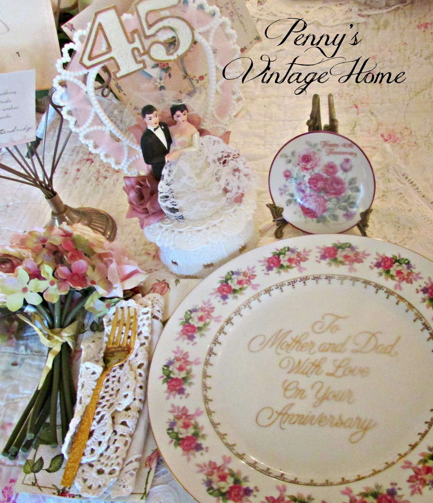 Penny's Vintage Home: Wedding Anniversary Table Setting