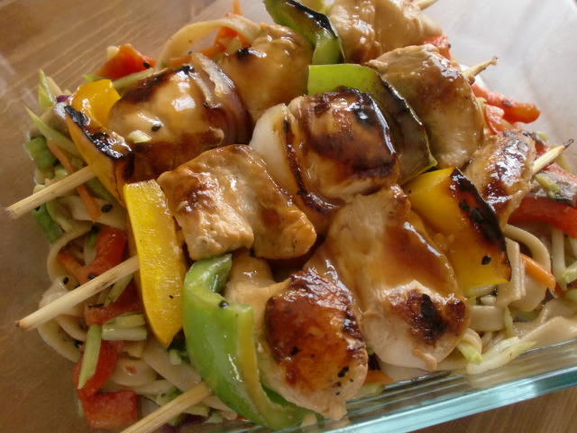 Stir Fry Chicken Kebabs with Teriyaki Dipping Sauce