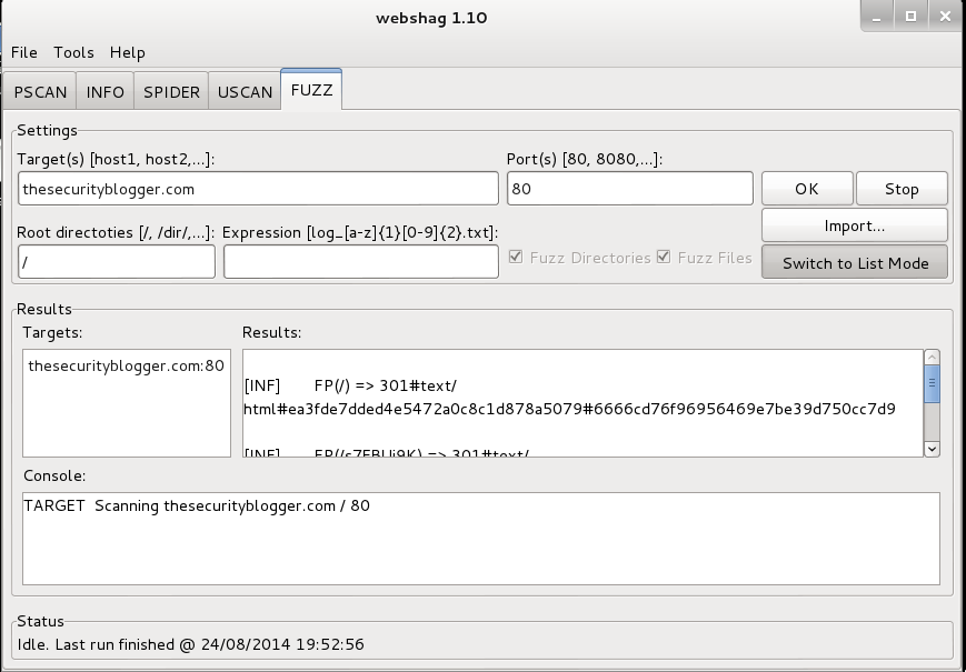 MELIORATE: WEBSHAG : Scan a Web server@Kali Linux