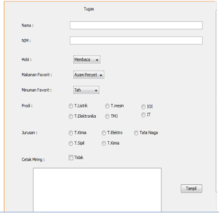 Membuat tampilan menu tampil menggunakan check box, combo box, dan ...