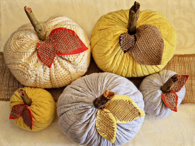 Bijou Lovely: upcycled sweater pumpkins.