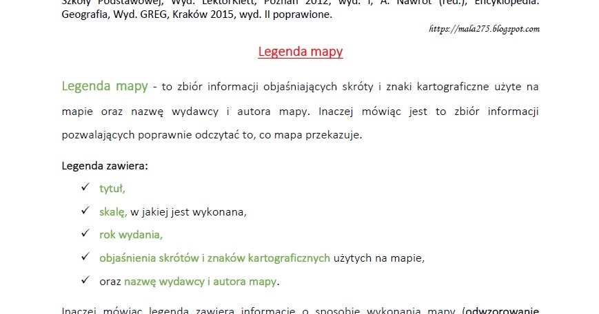 BLOG EDUKACYJNY DLA DZIECI: LEGENDA MAPY