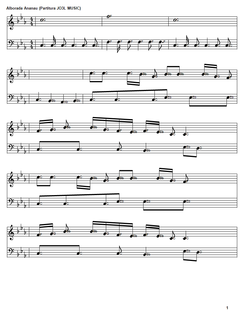 JO3L PIANO: Alborada - Ananau (Partitura Piano)