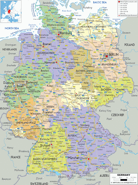 Gjermania - harta gjeografike e Gjermanisë - Shqipëria Express