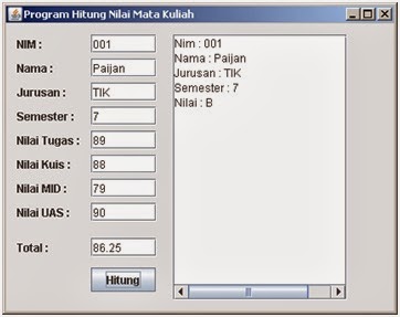 Java dan Android: Penggunaan Interface pada program perhitungan nilai mata kuliah