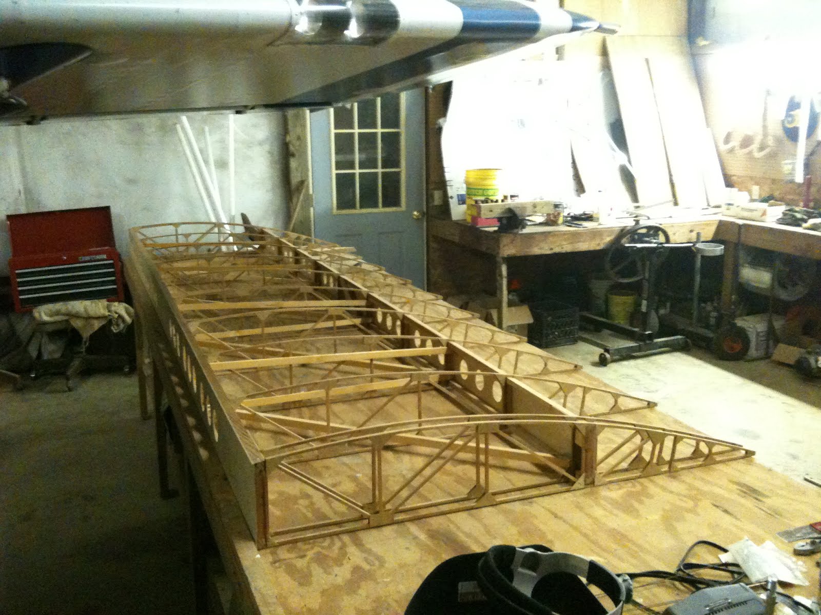 Legal Eagle Build: One wing has the ribs, spars, and partial diagonal ...