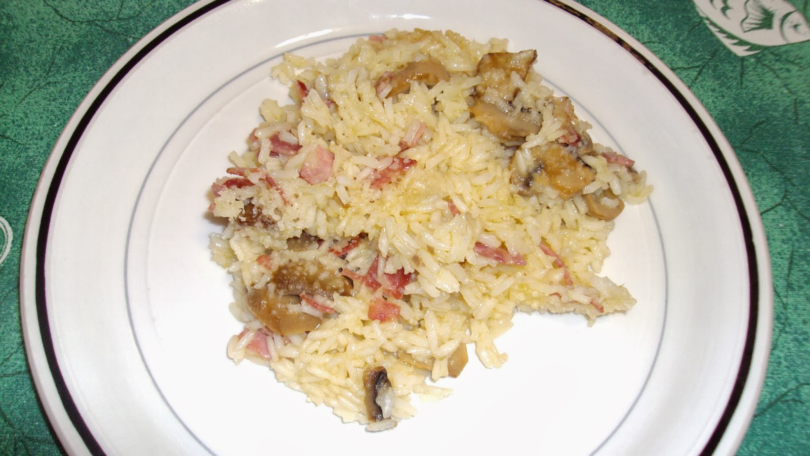 Un plato del día: ARROZ CON JAMÓN Y CHAMPIÑONES AL QUESO PARMESANO