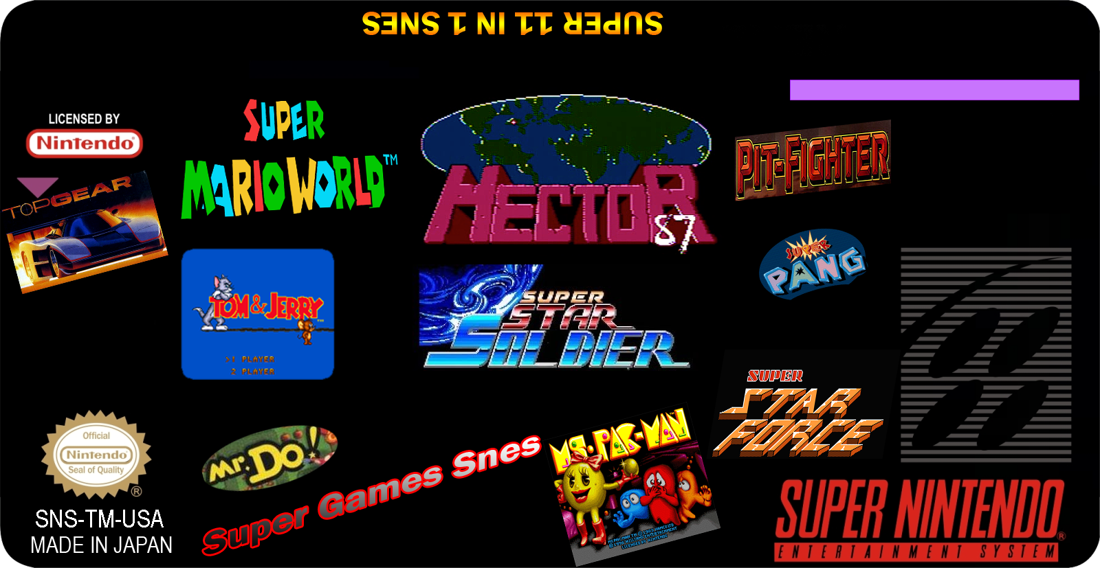 Super Nintendo Labels: 11 in 1 P/ Snes