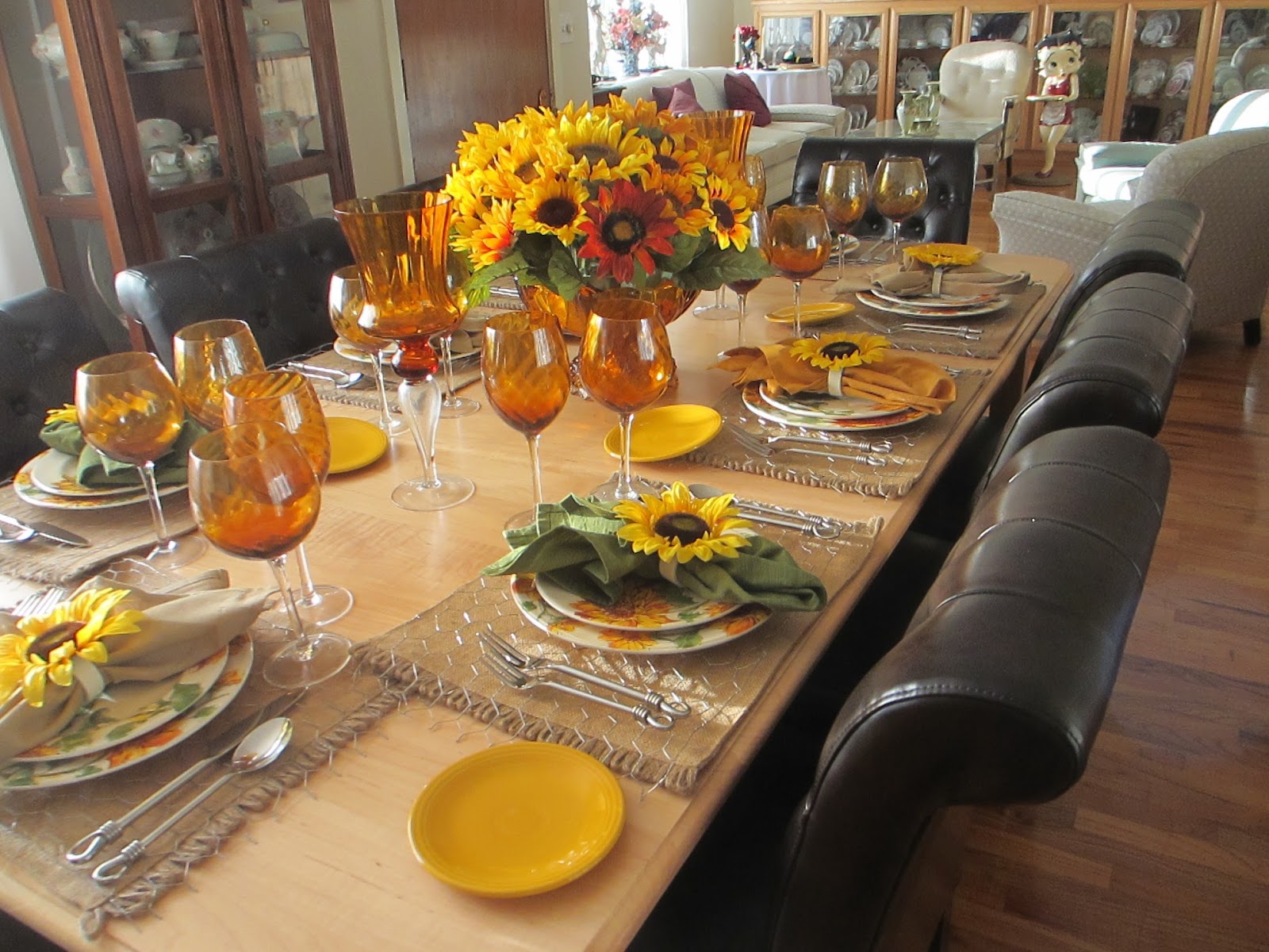 The Welcomed Guest: Sunflowers and Amber Table